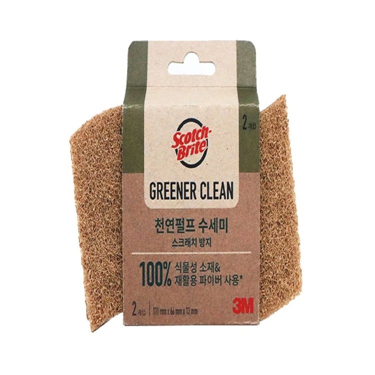 3m 그리너클린 천연펄프 수세미 스크래치방지용 2입 홈플러스