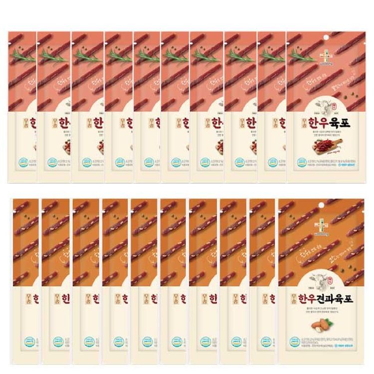 담백하고 고소한 우송 한우육포 10봉견과육포 10봉 총20봉간식 소고기 육포 술안주 한 홈플러스 택배배송