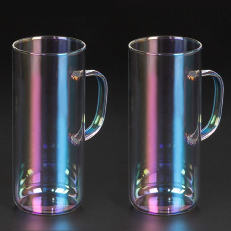오로라 홀로그램 내열유리 롱 머그컵 430ml 2p세트 맥주잔 아메리카노 아이스커피잔 유리 홈플러스 택배배송