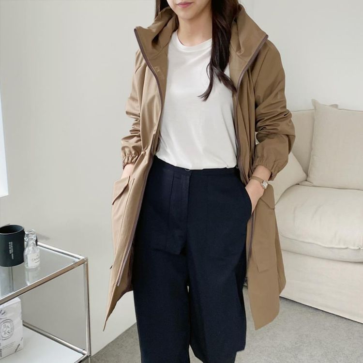 여자 후디 허리 밴딩 포켓 미디 사파리 야상점퍼 홈플러스 택배배송