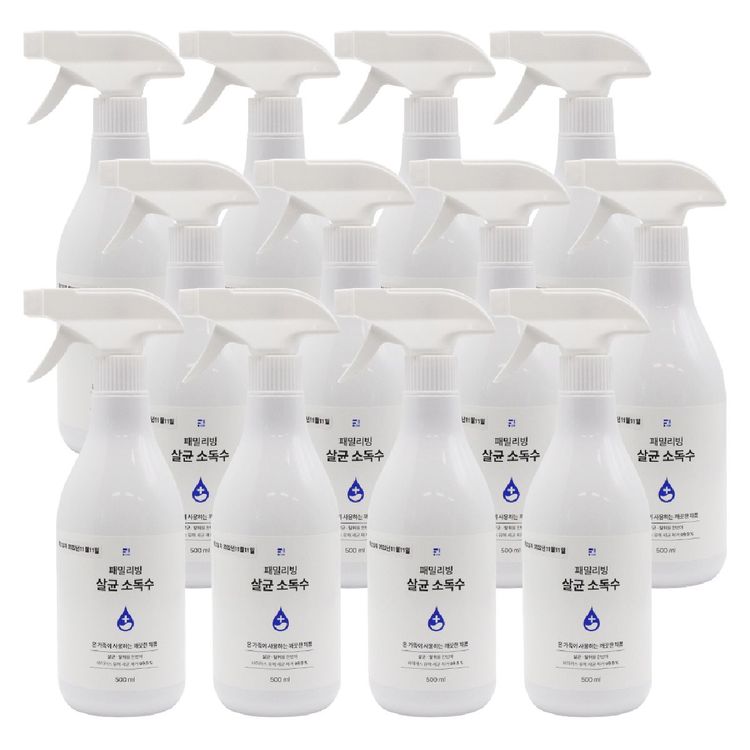 패밀리빙 살균소독제 스프레이 500ml 12개 미산성차아염소산수 아기장난감소독 식약처인증 홈플러스 택배배송