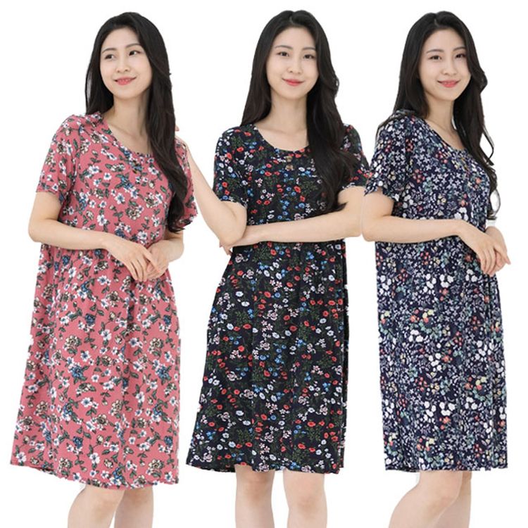 플라워 까실이 여름 쿨원단 원피스 룸웨어 이지웨어 홈웨어플라워원피스데이지 홈플러스 택배배송