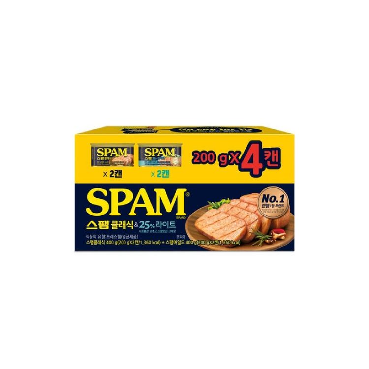 CJ 스팸클래식+스팸25%라이트 200G*2+200G*2 | 홈플러스