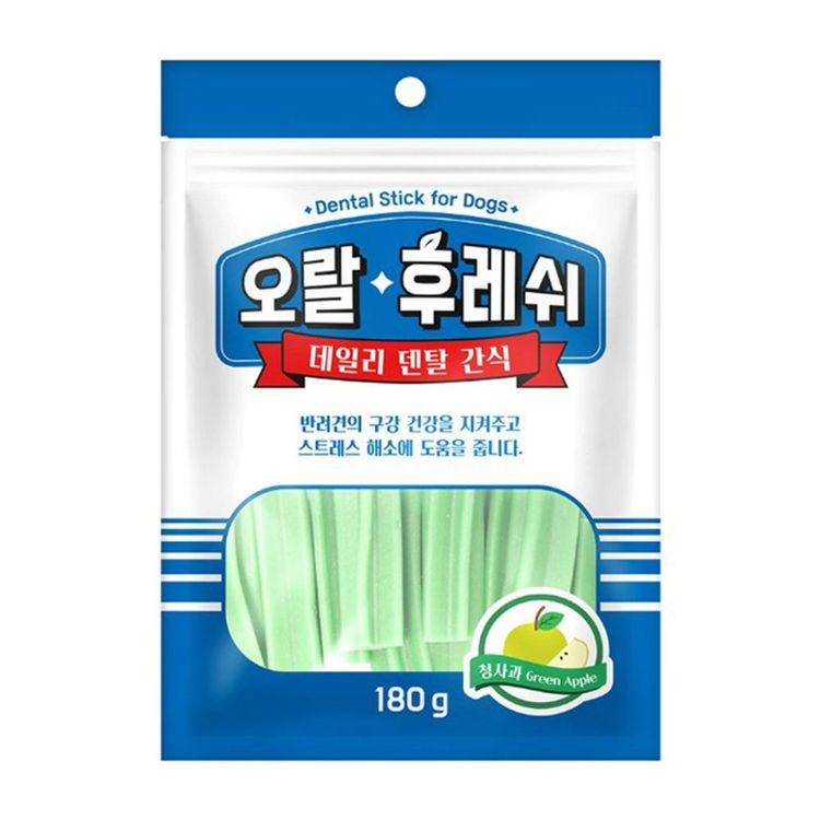 덴탈껌 오랄후레쉬 청사과 180g 양치껌 강아지 간식 홈플러스 택배배송