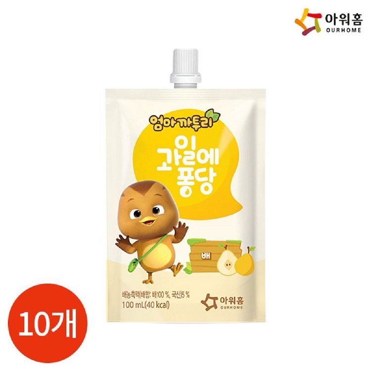 아워홈 엄마까투리 과일에 퐁당 배 주스 음료 100ml 10ea 홈플러스 택배배송