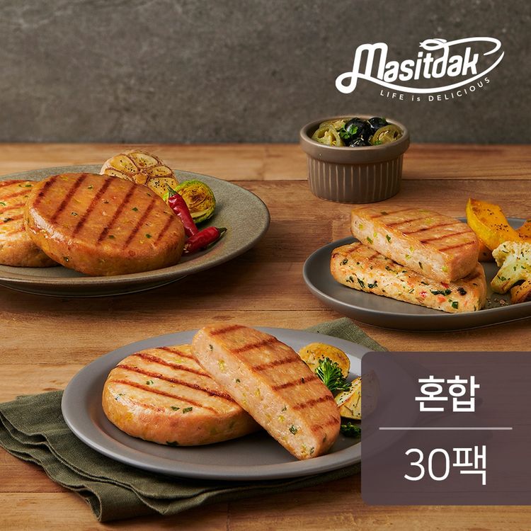 맛있닭 닭가슴살 스테이크 혼합구성 100gx30팩3kg 홈플러스 택배배송