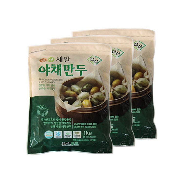 진선푸드 고기가 들어있지 않은 채식웰빙 3색 새알 야채만두 1kgx3봉 홈플러스 택배배송
