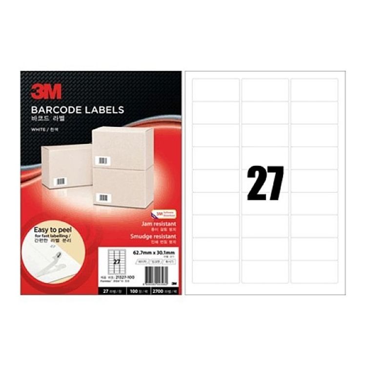 3m 실용적인 N6263503673 일반형 바코드 라벨 27칸 100매 홈플러스 택배배송