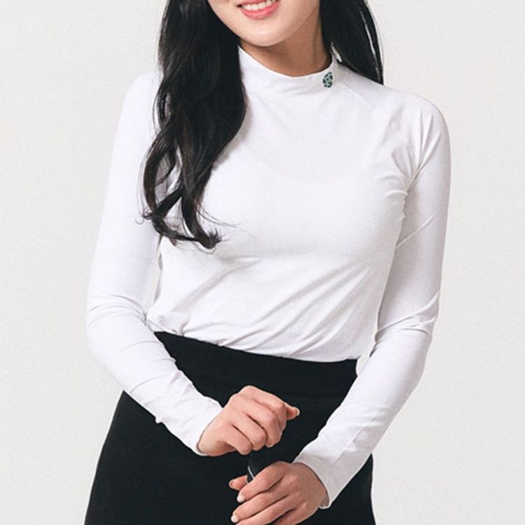 여성 모크넥 롱슬리브 화이트 1p 요가복 스판 티셔츠 홈플러스 택배배송