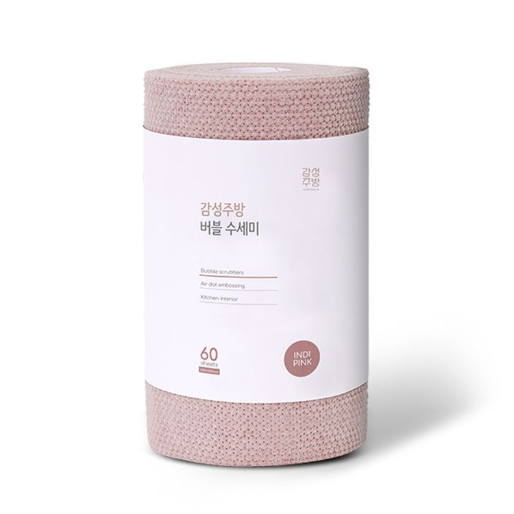 감성주방 버블수세미 항균 도톰한 일회용수세미 인디핑크 1롤60매 홈플러스 택배배송