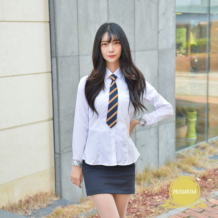 프리미엄 스판 여성 각카라 화이트 셔츠 그레이체크 사이즈l 홈플러스 택배배송