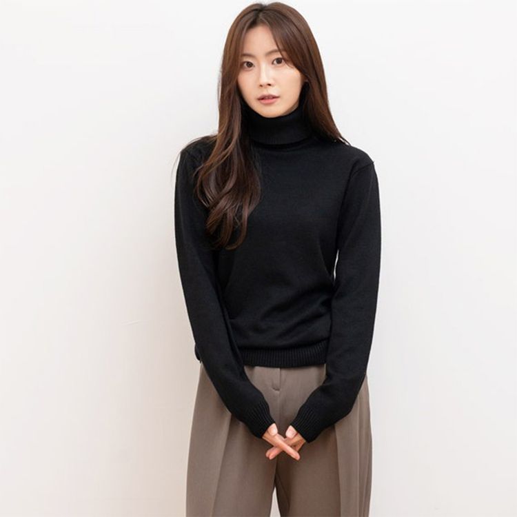 여자 목폴라 부드러운 베이직 심플 무지 긴팔 티셔츠 홈플러스 택배배송