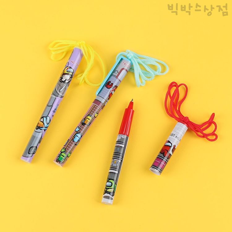 어몽어스 클립 캡 목걸이 볼펜 1p 랜덤 캐릭터 현장학습 학용품 초등학생 견학 메모 홈플러스 택배배송