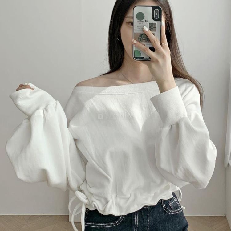 여자 허리스트링 오프숄더 솔리드 벌룬긴팔 티셔츠 홈플러스 택배배송
