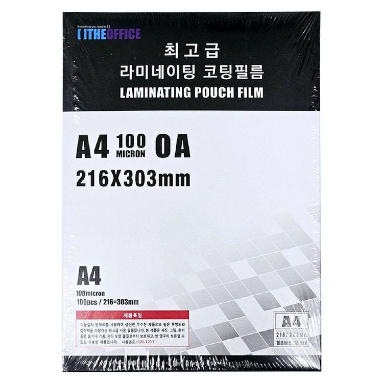 오피스존 코팅필름 100mic 100매 A4 기계 코팅지 Mb O 홈플러스 택배배송
