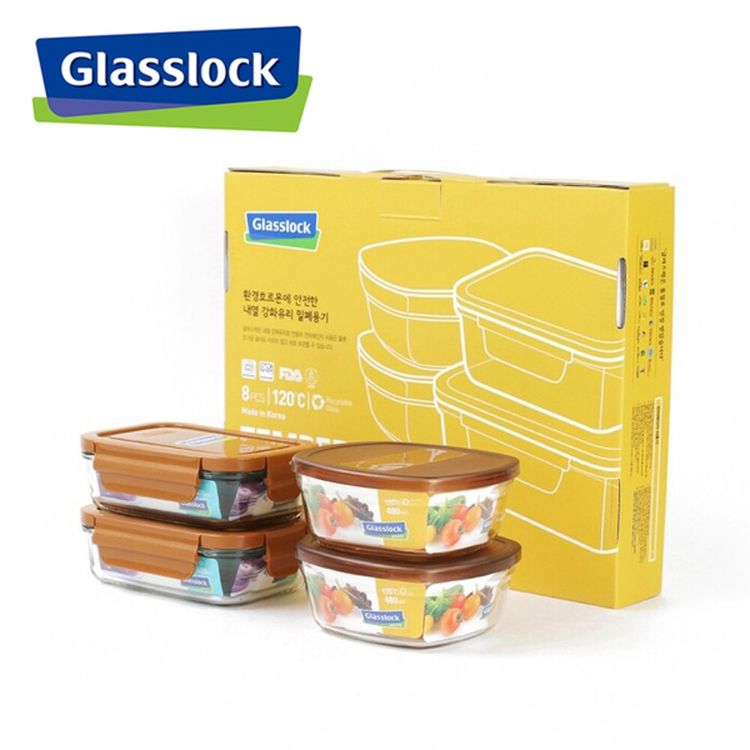 Glasslock 글라스락 황토 강화 직사각and렌지볼 4조 Rp003041 Xc 홈플러스 택배배송