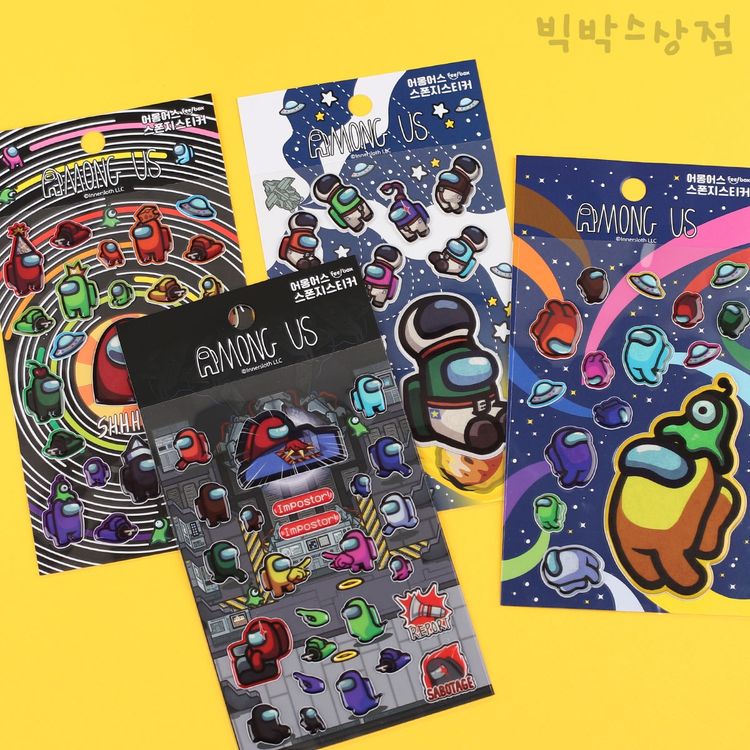 어몽어스 스폰지 스티커 1개 랜덤 최신상 데코 꾸미기 캐릭터 유아스티커 초등학생 선물 홈플러스 택배배송