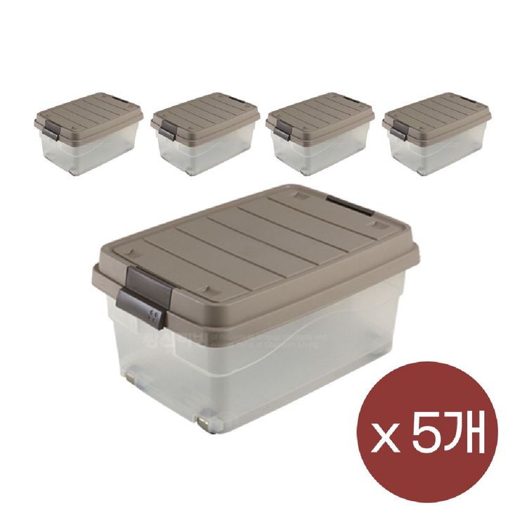 리빙박스 적층형 바퀴달린 다용도 수납 브라운 5p 대용량 35l 적층형수납박스 의류보관 장 홈플러스 택배배송