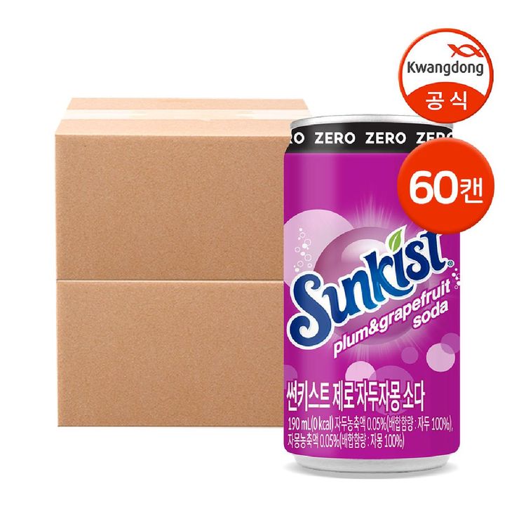 썬키스트 제로 자두자몽 소다 190ml 60캔 홈플러스 택배배송
