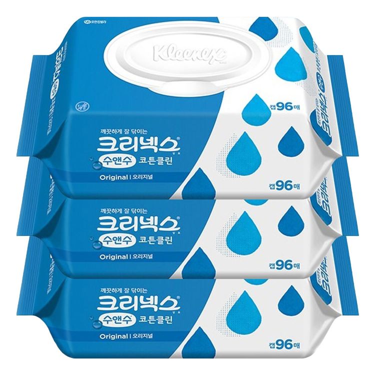 크리넥스 수앤수 코튼클린 오리지널 물티슈 캡96매 X 3개 홈플러스 택배배송