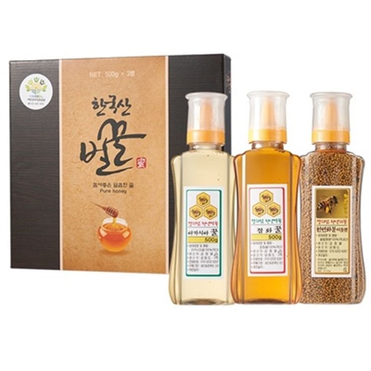 한국산 벌꿀세트 강화 벌꿀 3종 아카시아꿀500g잡화꿀500g화분240g 홈플러스 택배배송