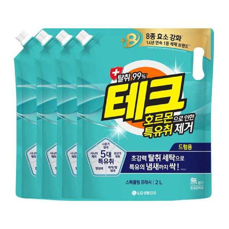 테크 호르몬 특유취 액체세제 드럼 리필 2l 4개 홈플러스 택배배송