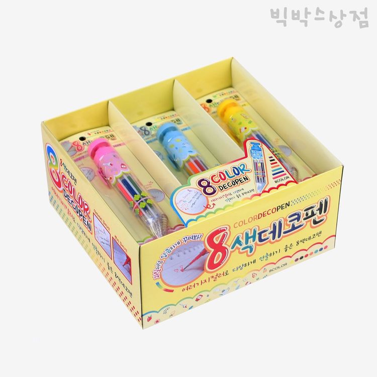 해피프랜즈 8색 데코펜 12개입 Box 젤펜 색칠 필기 다꾸 문구 다색펜 멀티펜 홈플러스 택배배송