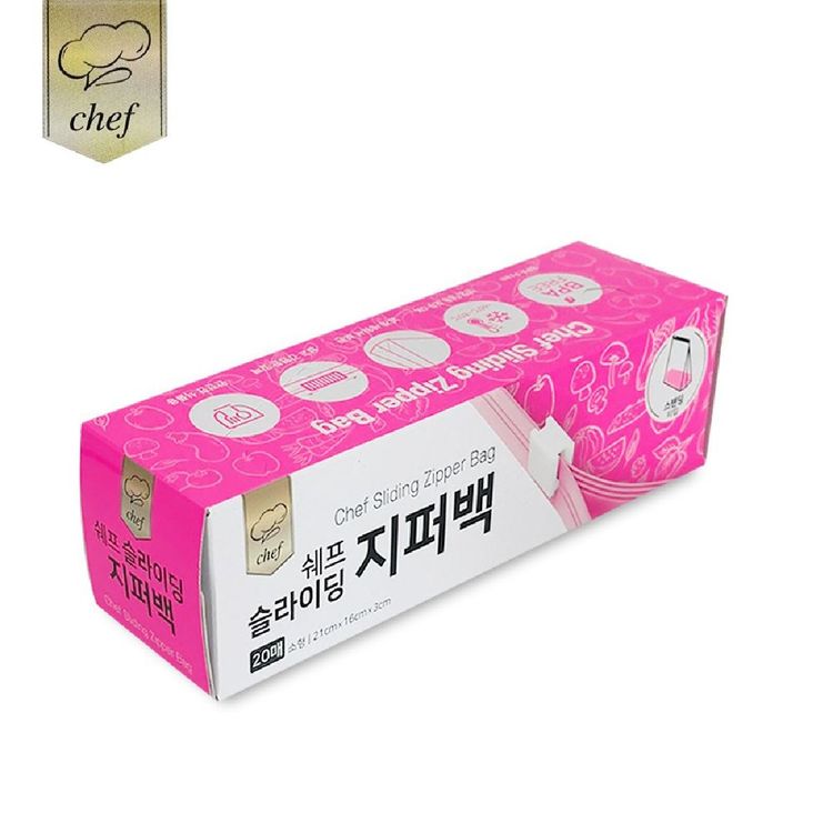 쉐프 스탠딩 슬라이드 지퍼백 소형20매 비닐백 위생 홈플러스 택배배송