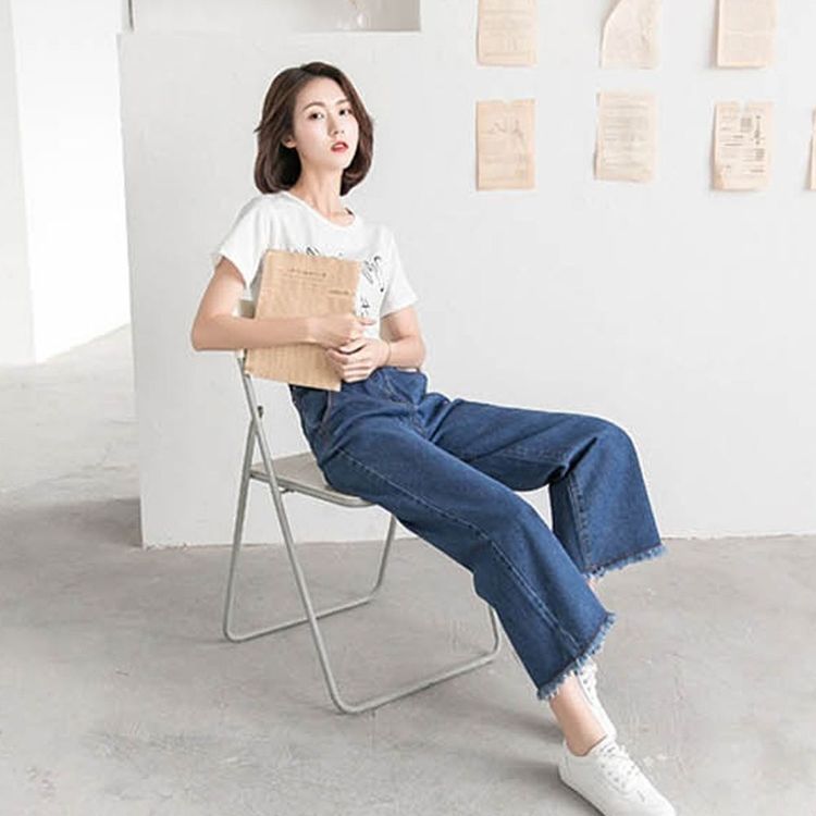 여자청통바지 세미 와이드팬츠 하이웨스트 쓰리버튼 홈플러스 택배배송