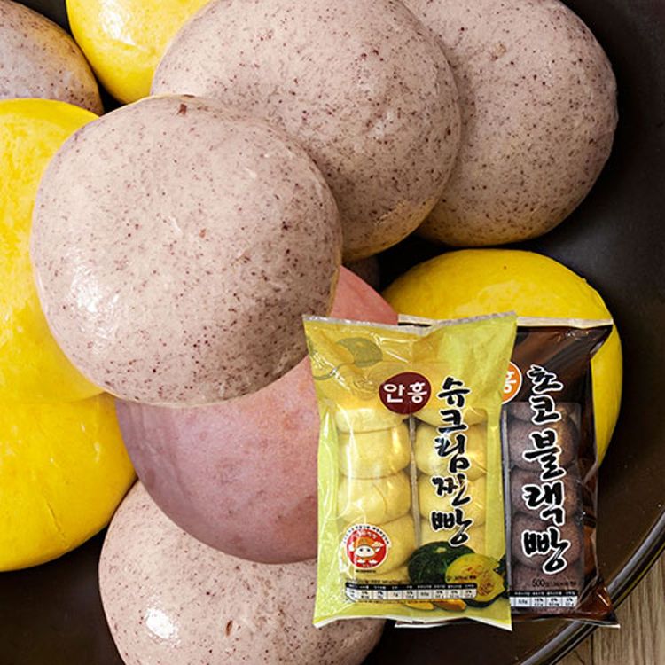 안흥찐빵마을 수제 슈크림 찐빵 500g10입수제 초코블랙 찐빵 500g10입 홈플러스 택배배송