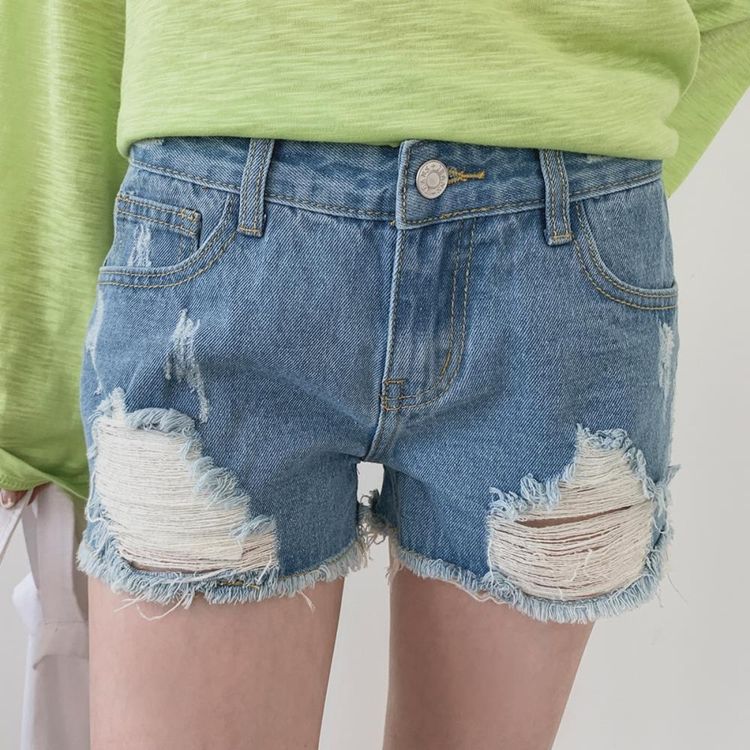 여자 빈티지 데미지 찢청 데님 핫팬츠 숏 반바지 홈플러스 택배배송