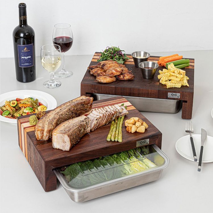 오아이씨 월넛 엣지그레인 트레인도마 중형 353 X 253 X 97mm플레이팅도마 캠핑도 홈플러스 택배배송