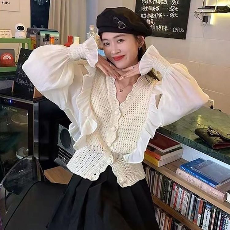 스모크 실용적인 N6213a5a2fb 소매 러블리 버튼 프릴 블라우스 봄 가을 코디 홈플러스 택배배송