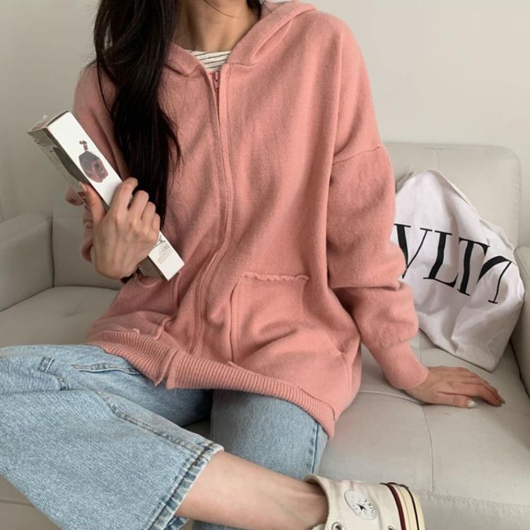 여자 박스핏 캐주얼 엉덩이덮는 후드니트 여리핏 집업 홈플러스 판매자택배