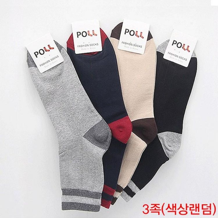 남자 캐쥬얼 중목 양말 색상랜덤 3켤레 양말 남자양말 패션양말 패션잡화 캐쥬얼양말 홈플러스 택배배송
