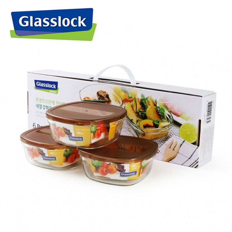 Glasslock 글라스락 황토 강화 사각렌지볼 3조 Rp003031 Xc 홈플러스 택배배송
