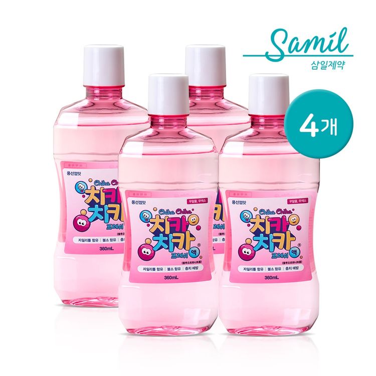 삼일제약 치카치카 프레쉬액 풍선껌맛 360ml 4개 어린이가글 자일리톨 불소함유 홈플러스 택배배송