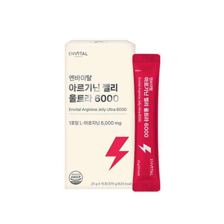엔바이탈 아르기닌 젤리 울트라 6000 1박스25g X 15포 타우린 단백질 복숭아맛 홈플러스 택배배송