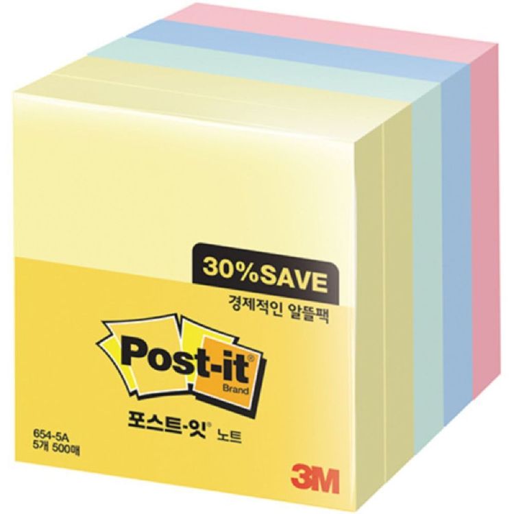 포스트잇 노트 알뜰팩 654 5a76 X 76mm 5패드 홈플러스 택배배송