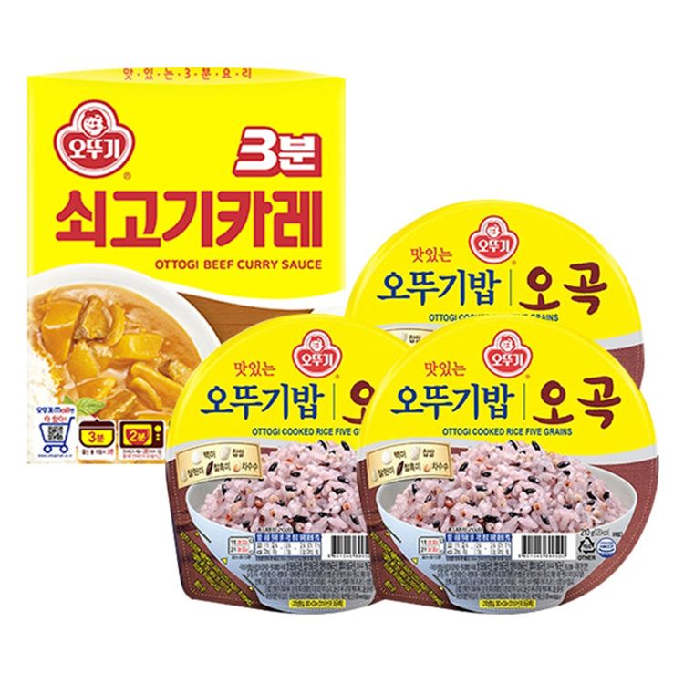 오뚜기밥 오곡 210gX3개 + 오뚜기 3분쇠고기카레 200g | 홈플러스 택배배송