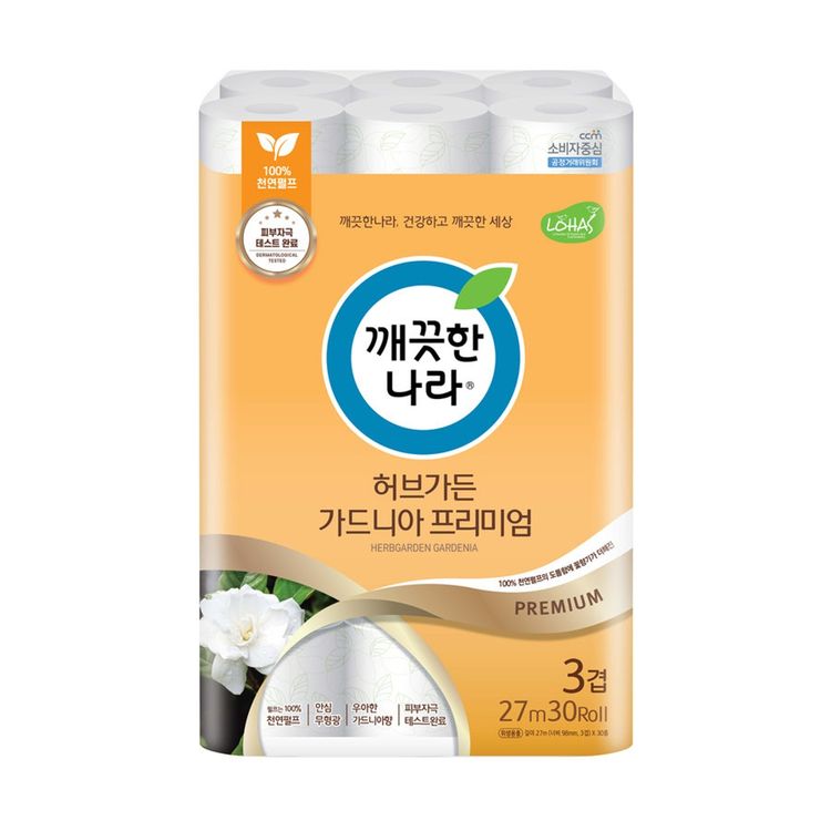 깨끗한나라 허브가든 가드니아 프리미엄 27m*30롤 | 홈플러스
