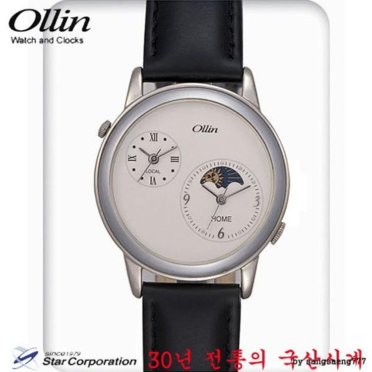 30년 전통의 국산시계 스타 해와 달 듀얼타임 은색 가죽밴드 손목시계 Stw 1090 일제 홈플러스 판매자택배