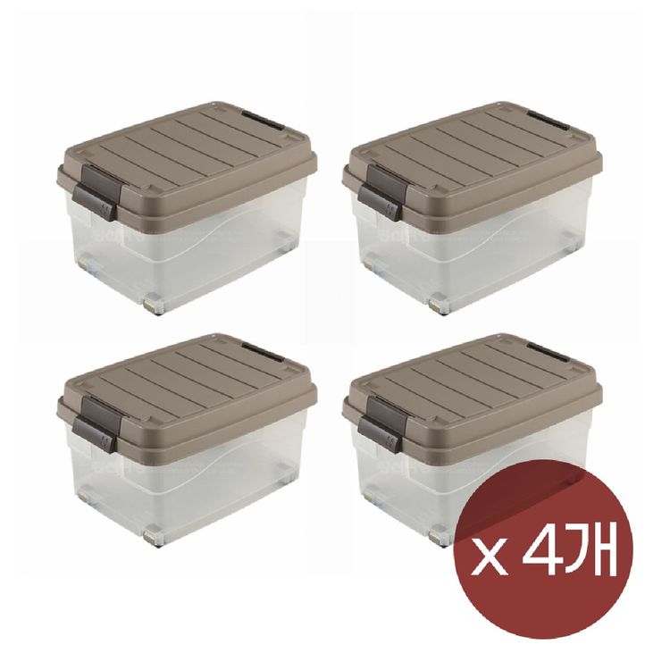 리빙박스 적층형 바퀴달린 다용도 수납 브라운 4p 대용량 60l 적층형수납박스 의류보관 장 홈플러스 택배배송
