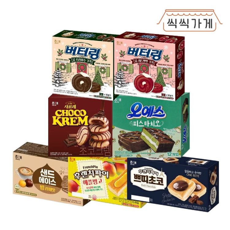 씩씩가게 해태 신상과자 7종후렌치파이 2종 초코크렘 오예스 버터링딥 2종 샌드에이스 홈플러스 택배배송