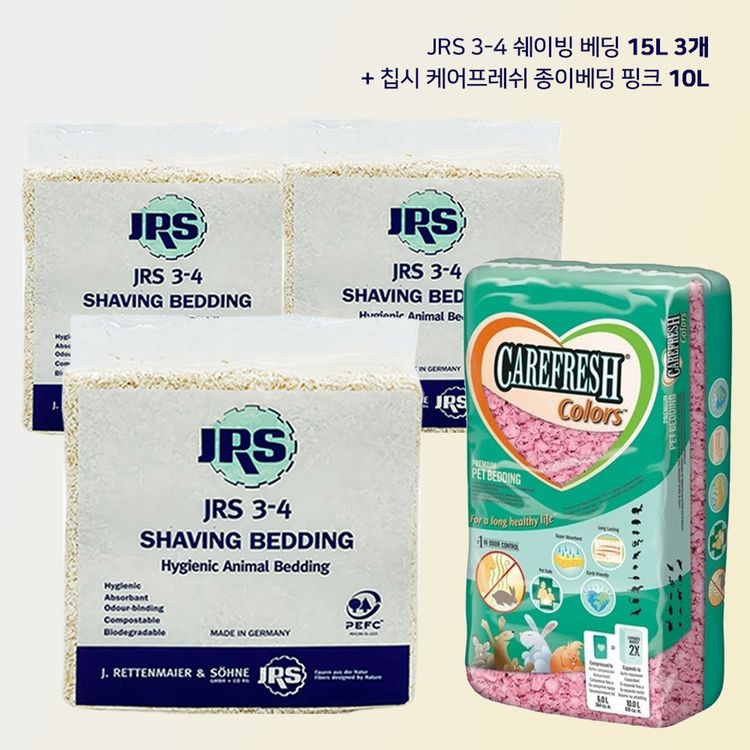 Jrs 햄스터 베딩 믹스킷트 먼지없는베딩 15lx3개종이베딩 핑크 10l 홈플러스 택배배송