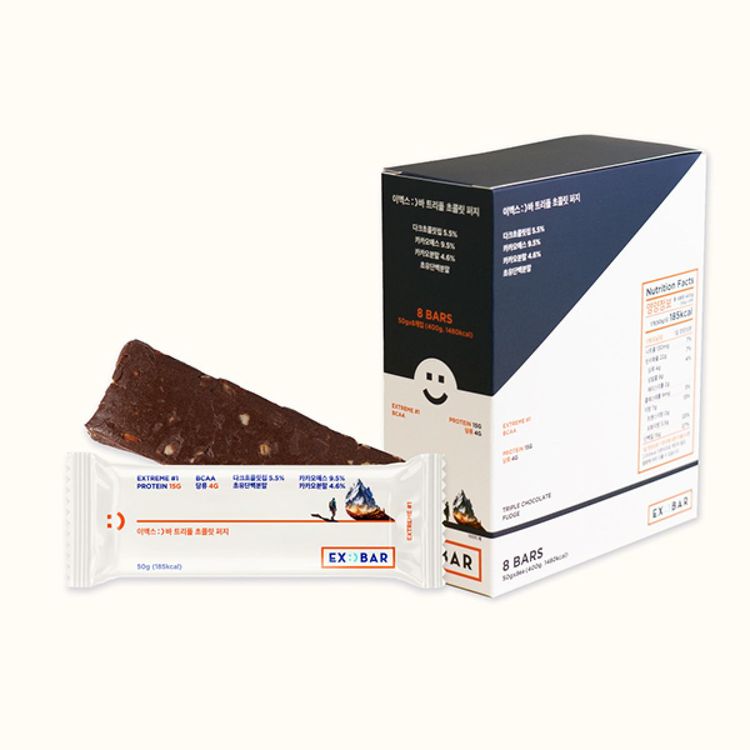이엑스바 트리플 초콜릿 퍼지 1박스50g X 8개 무설탕 단백질바 프로틴바 식사대용 홈플러스 택배배송