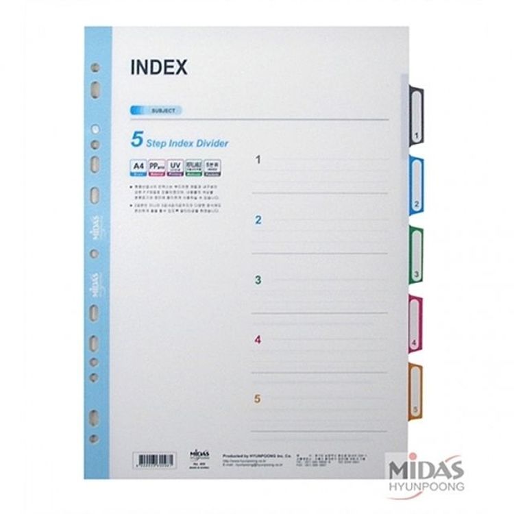 현풍 인덱스 5분류 A4pp 문서 화일 정리 속지 홈플러스 택배배송
