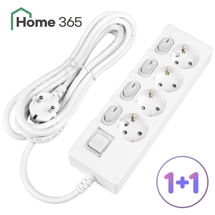 1+1 홈365 국산 개별멀티탭 4구 3m / 16A 절전 멀티콘센트 | 홈플러스 택배배송