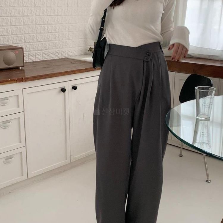 여자 스판 랩스타일 와이드 일자 정장바지 슬랙스 홈플러스 택배배송