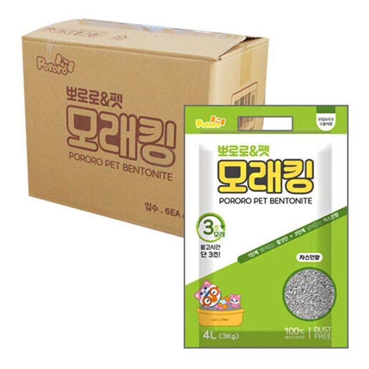 고양이화장실모래 고양이 뽀로로 모래킹 쟈스민향 4l 6p 응고형 화장실 홈플러스 택배배송